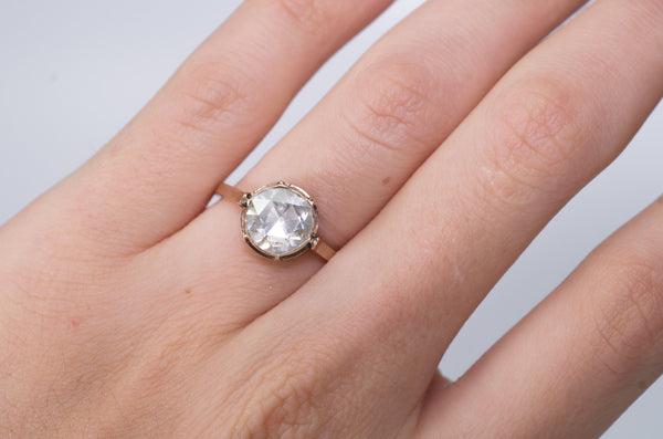 VINTAGE ROSE CUT DIAMOND SOLITAIRE IN GOLD - Sin City Finds Jewelry
